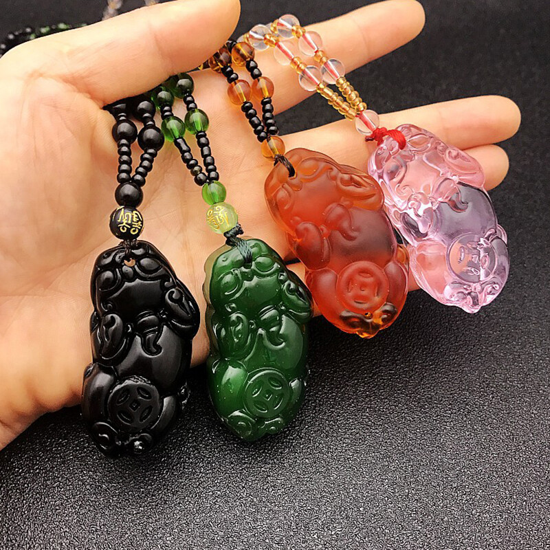 Unisex Chinese Pixiu Pendant Necklace Fashion Charm Jewelry Carved ...