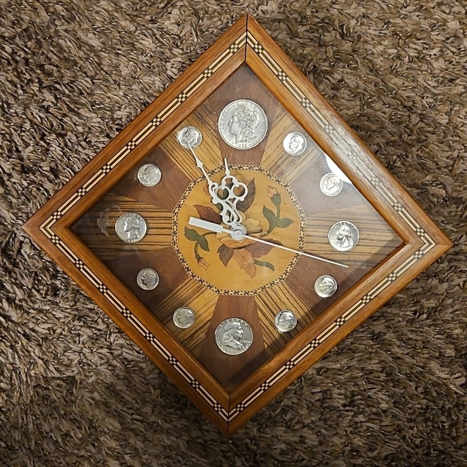 Vintage Silver Coin Clock 1888 Silver Dollar 1958 Silver Half Dollar ...