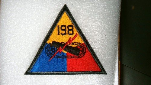 MILITARY PATCH SEW ON US ARMY 198TH ARMORED DIVISION POST WW2 ORIGINAL ...