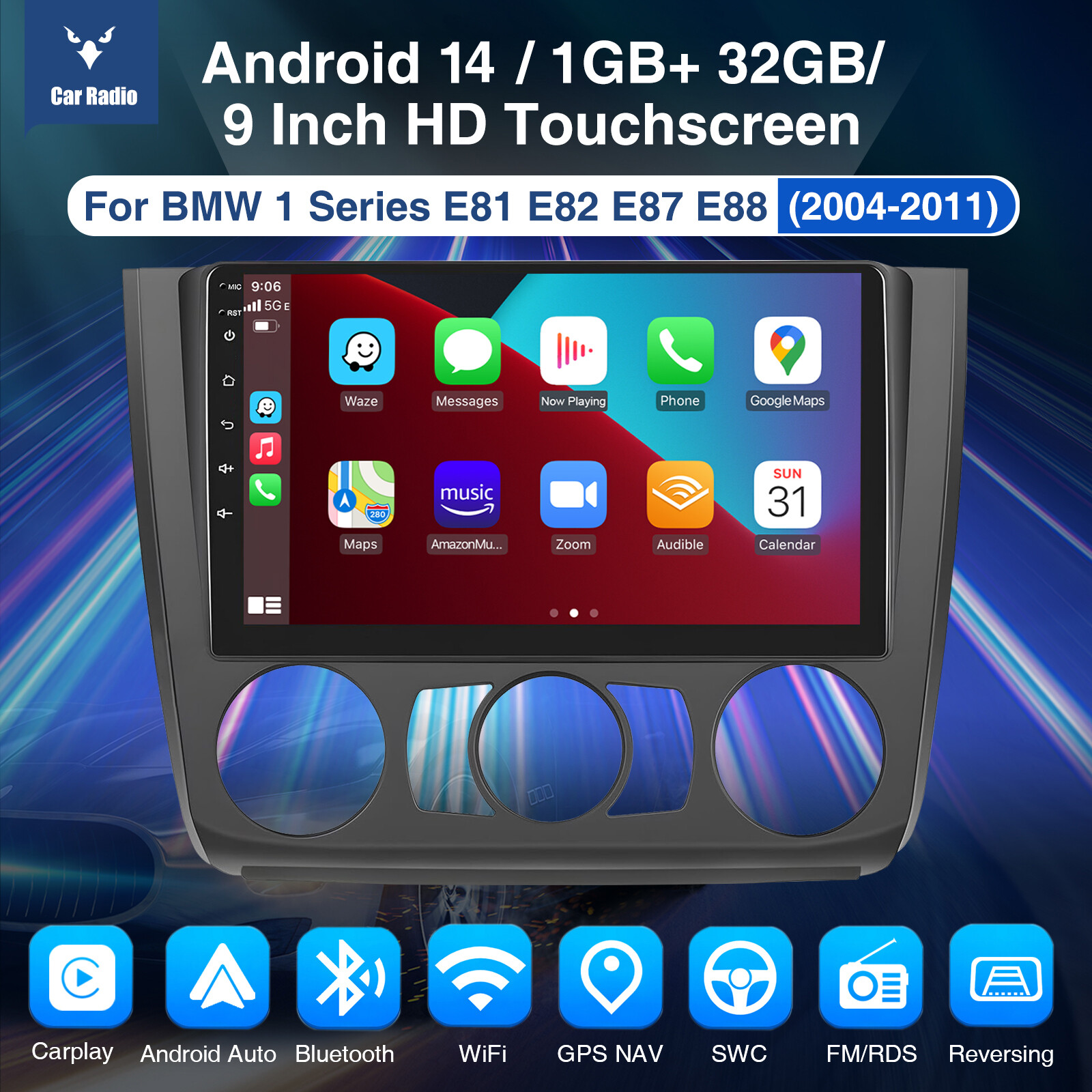 For BMW 1 Series E88 E82 E81 E87 Carplay Car Radio Stereo 1+32G GPS Sat ...