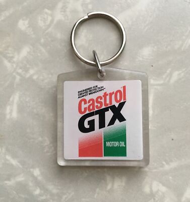 Vintage Keychain CASTROL GTX Key Ring Acrylic Fob MOTOR OIL 2-Sided ...