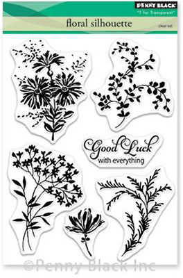 Flower Floral Silhouette Clear Unmounted Rubber Stamp Set PENNY BLACK ...