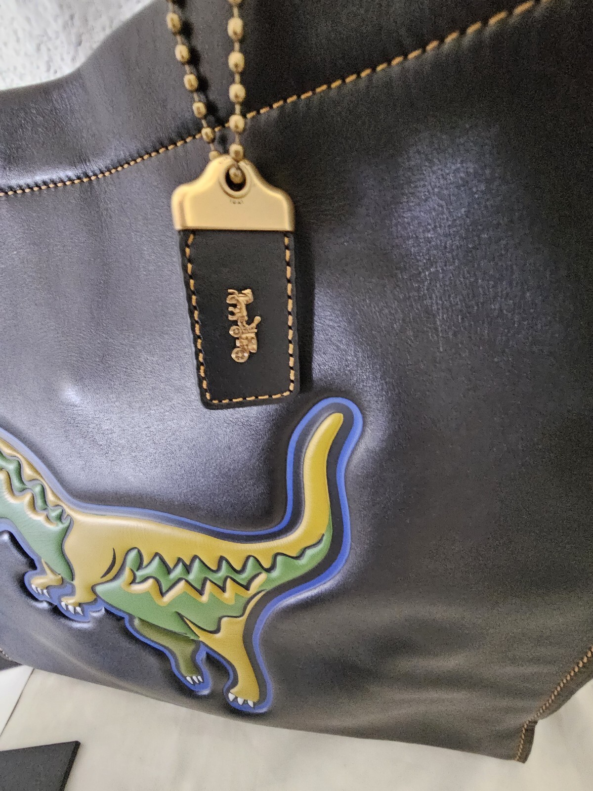 COACH 1941 Rexy Skinny Tote Black Leather Handbag - Gem