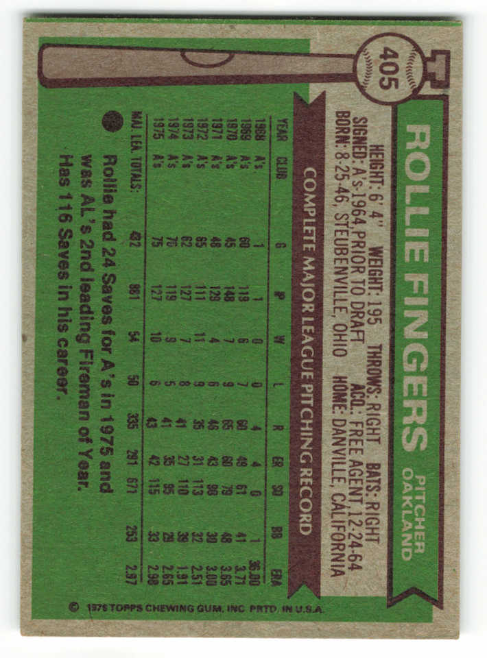 Topps #405 Rollie Fingers | eBay