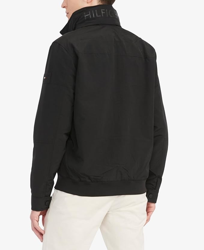Tommy Hilfiger Men's Lightweight Waterproof Regatta Bomber Jacket Dark ...