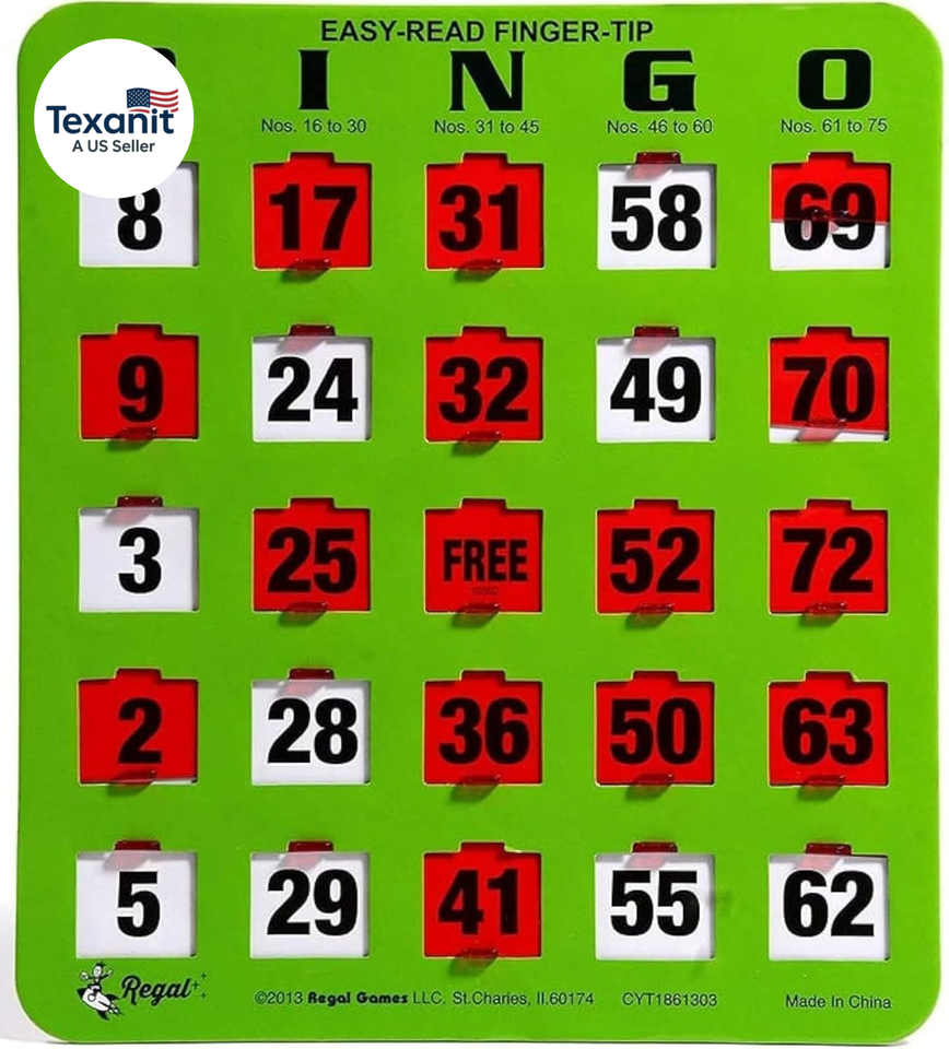 Regal Bingo - Shutter Slide Bingo Cards Only - 8” X 9” - 5-Ply Green ...