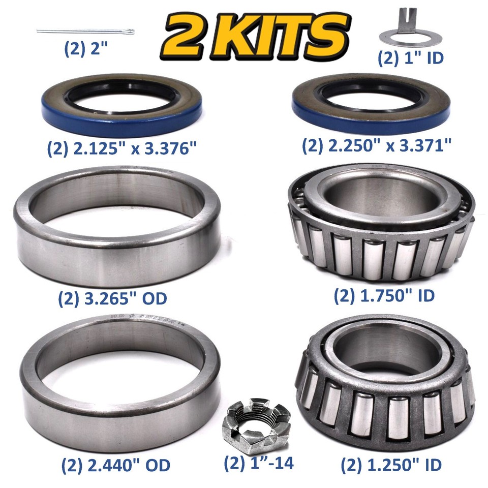 (2 Kits) 5200-6k lb Trailer Wheel Bearing Kit 25580/25520 & 15123/15245 ...