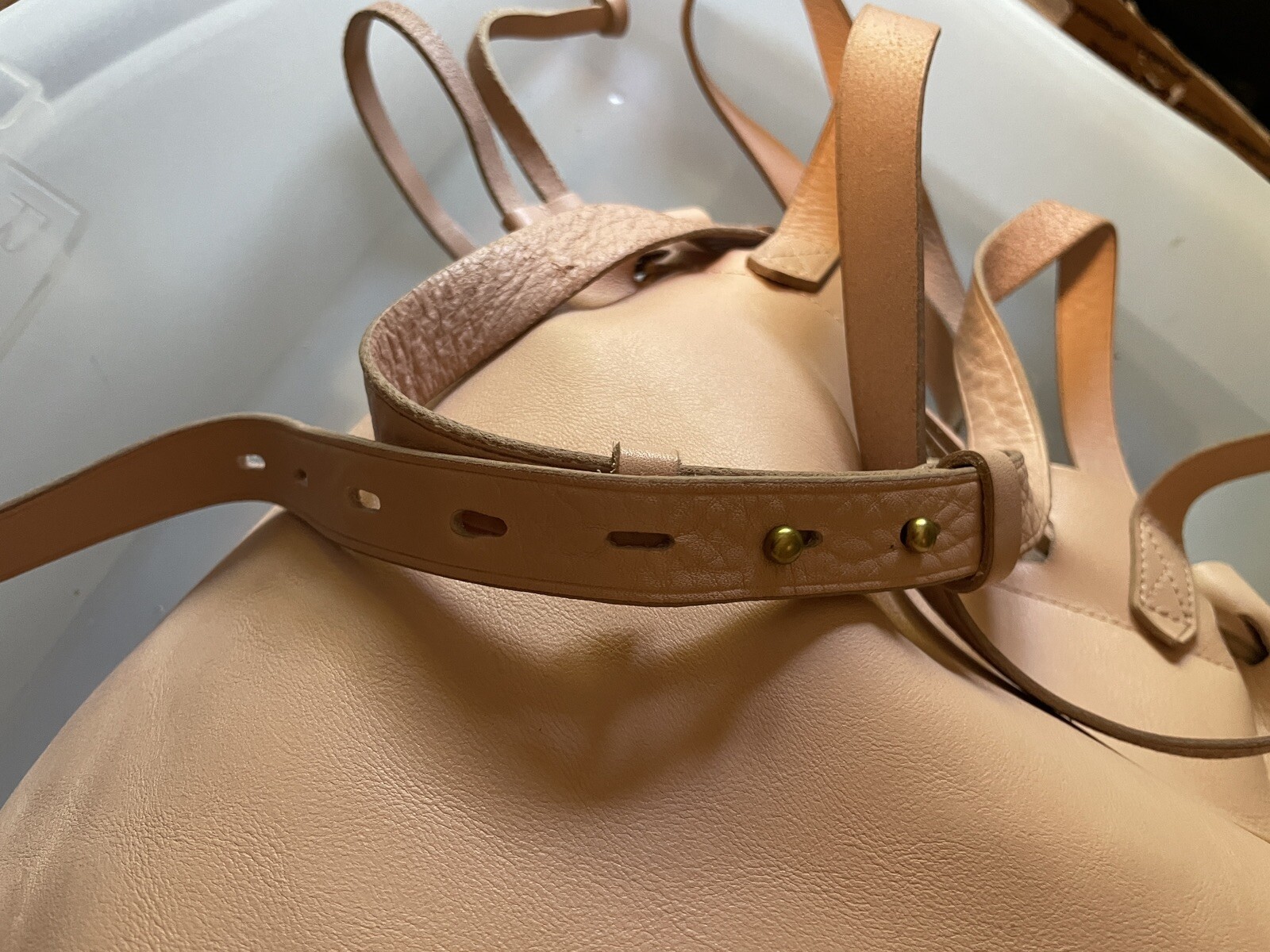 MADEWELL DRAWSTRING Crossbody Large Purse BAG TAN Natural Buff LEATHER ...