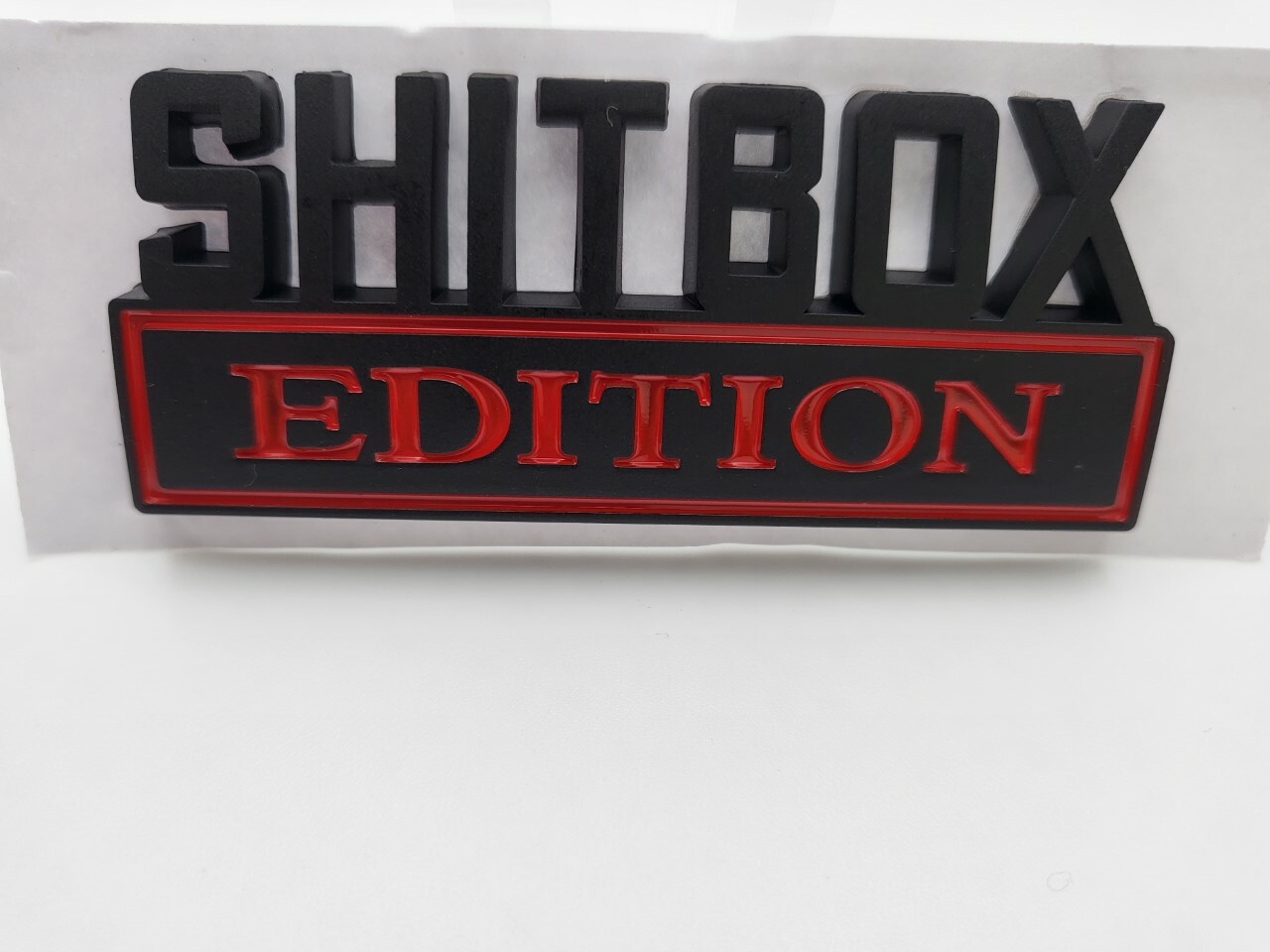Black & Red Funny SHITBOX EDITION car badge Emblem Boot Logo | eBay