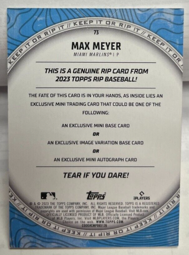 Max Meyer 2023 Topps Rip ORANGE #'d 44/75 - RIP Card #73 - MIAMI ...