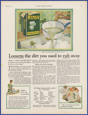 Vintage 1925 RINSO Laundry Soap Soaking Washing Ephemera 1920's Print ...
