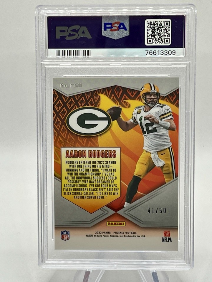 AARON RODGERS 2022 Phoenix Flame Throwers Bronze PSA 9 #/50 Packers | eBay