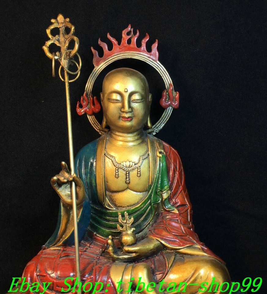 Old Bronze Painting Tang Seng San Zang Ksitigarbha Boddhisattva Buddha ...