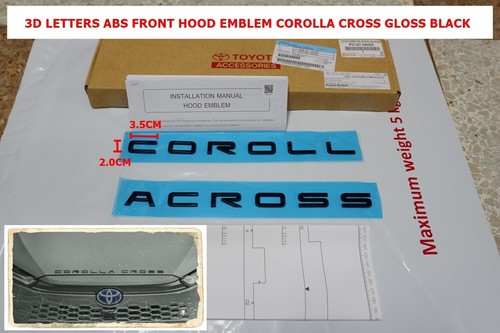 3D LETTERS ABS FRONT HOOD EMBLEM COROLLA CROSS GLOSS BLACK | eBay