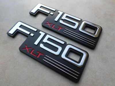 92-96 NEW Ford F-150 XLT 2pc Fender Emblem Nameplate Badge Side F150 ...
