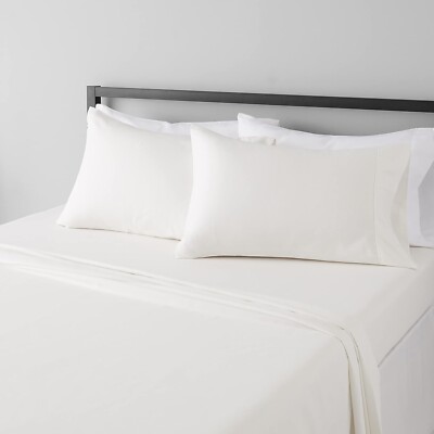 4PCS Full Cream Solid Bed Sheet Set Lightweight Super Soft Easy Care ...