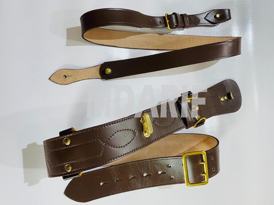 Sam Brown Belt with Sam Brown Shoulder Strap Brown Leather Brass buckle ...