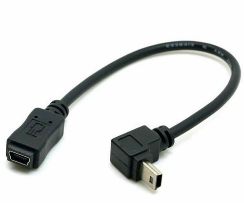 USB Mini 5 Pin Down-Angle Male to Female Extension Cable Connector 25cm ...
