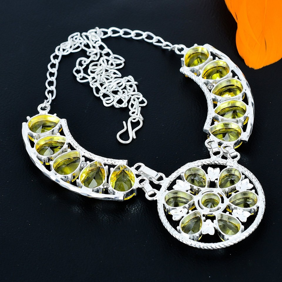 Citrine Gemstone Handmade 925 Sterling Silver Jewelry Necklace 18 ...