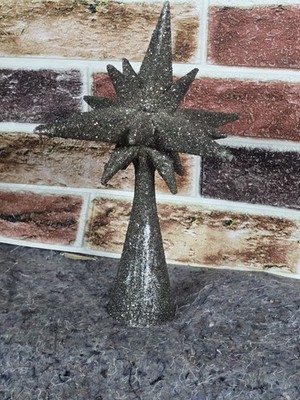 PREOWNED POTTERY BARN VINTAGE GOLD STAR GLITTER CHRISTMAS TREE TOPPER ...