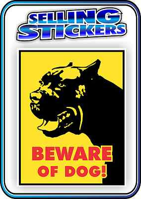 BEWARE OF DOG VINYL STICKER WARNING DOG BACKYARD CAR WINDOW MASTIFF ...