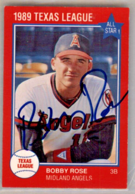 1989 Grand Slam Texas League All-Stars Bobby Rose #3 Autograph MIDLAND ...