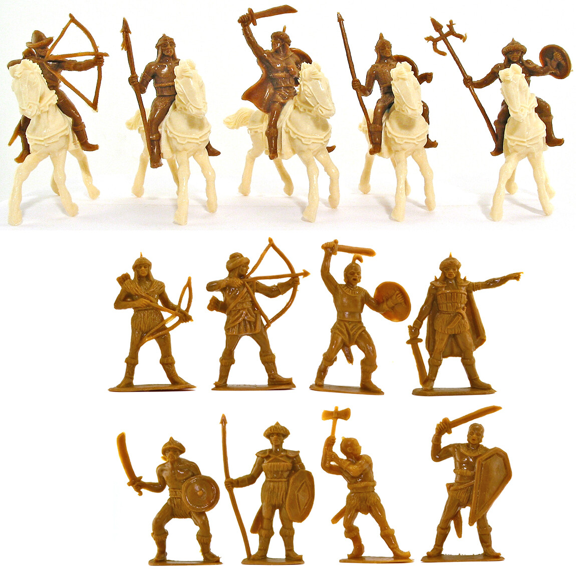 Jecsan - 13 Huns in 13 poses plus 5 Horses - 60mm plastic - horse ...