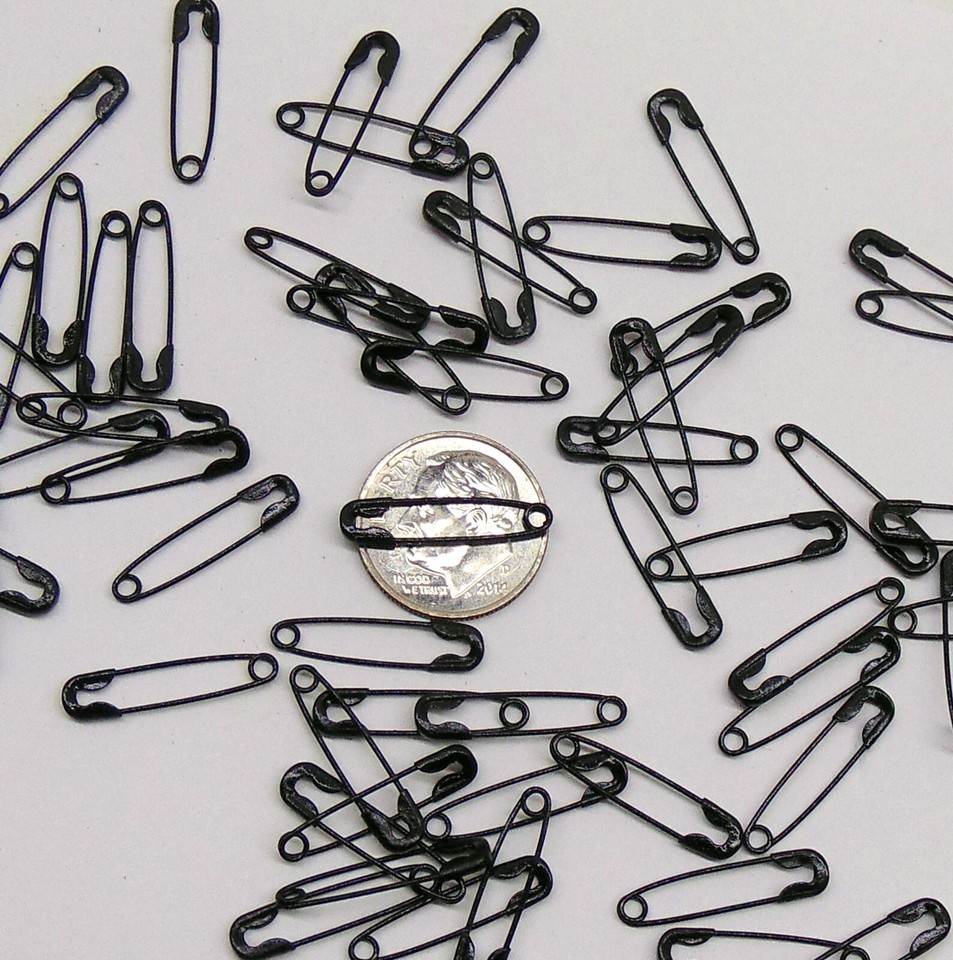 Small BLACK Safety Pins, Iron ~ 3/4" Long ~ Sewing, Crafts, Seed Beads ...