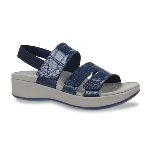 New VIONIC Roma Womens 7 Navy Gray Wedge Slingback Sandals | eBay