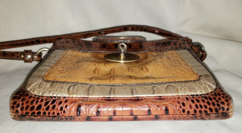 BRAHMIN SABLE TRI-COLOR MOJITO MELBOURNE CROSSBODY WALLET CROC EMBOSSED ...
