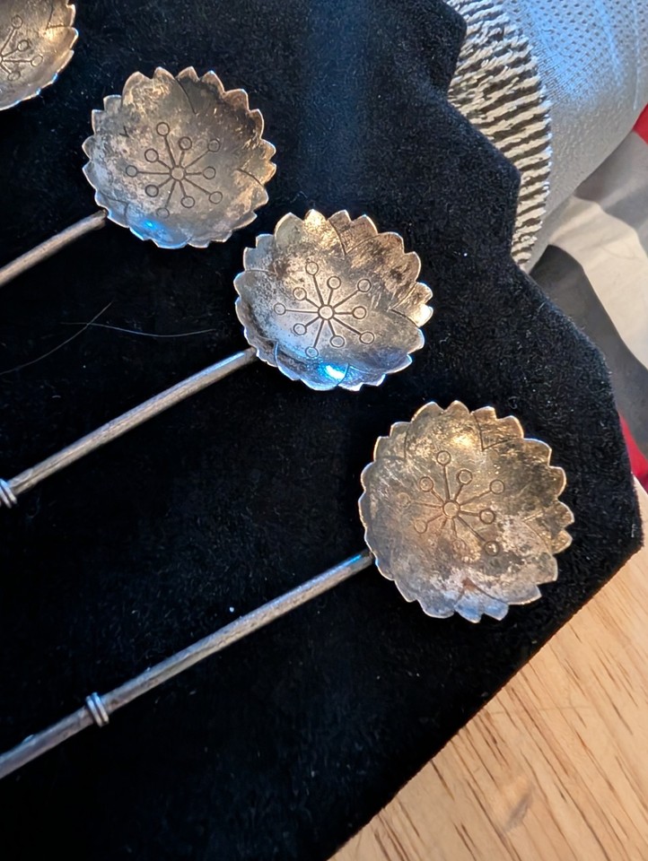 50.2G Solid 950 Sterling Silver Japanese Style Tea Spoons Intricate Use ...