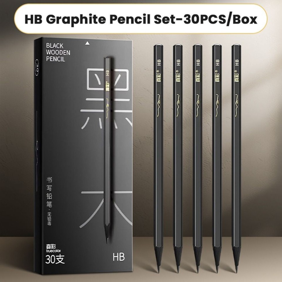 10/30PCS Black Wood Graphite Pencil Black Lead HB/2B Pencil School ...