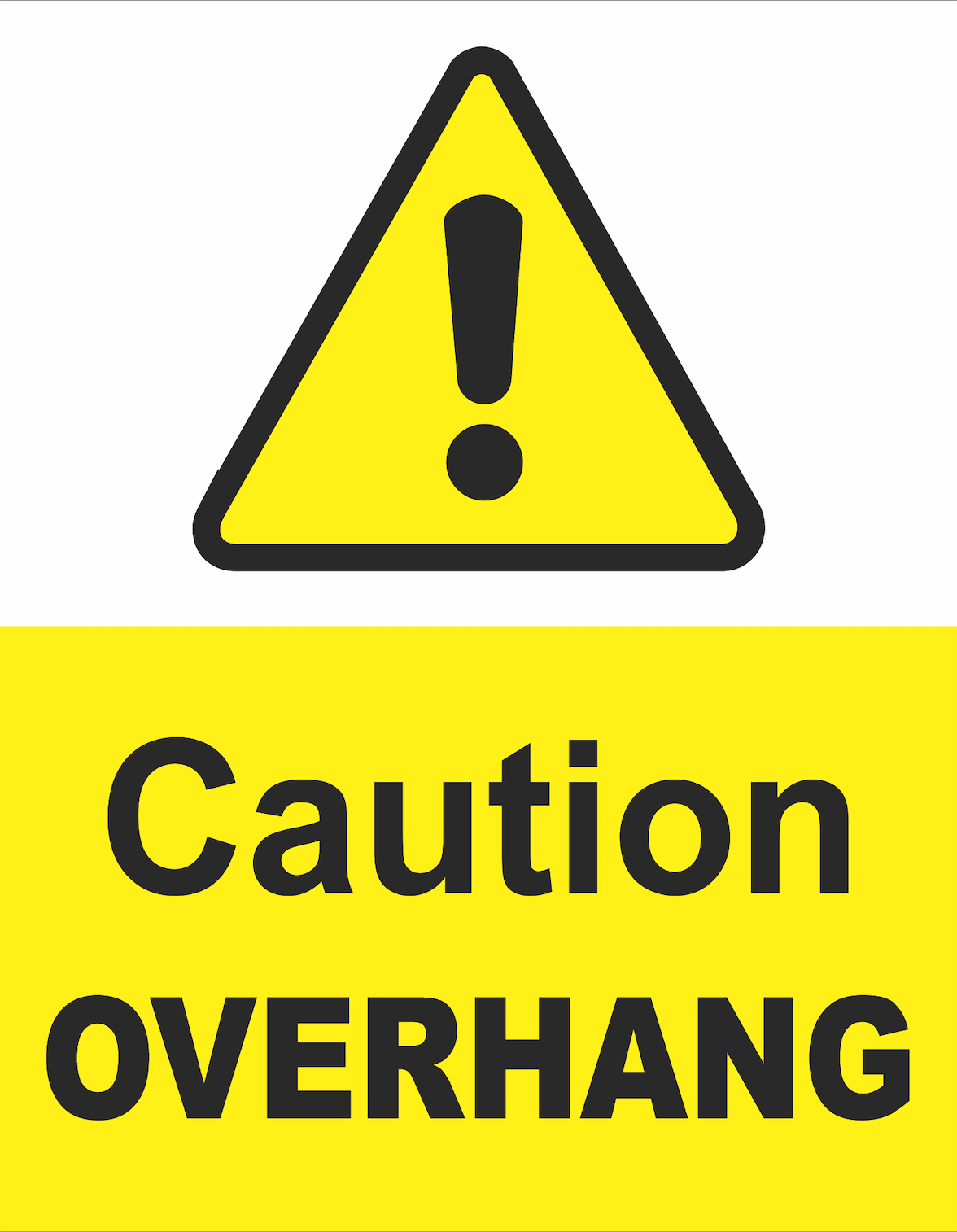 Warning Danger Overhang Sign Gloss Adhesive Sticker Decal 160mm x 125mm ...