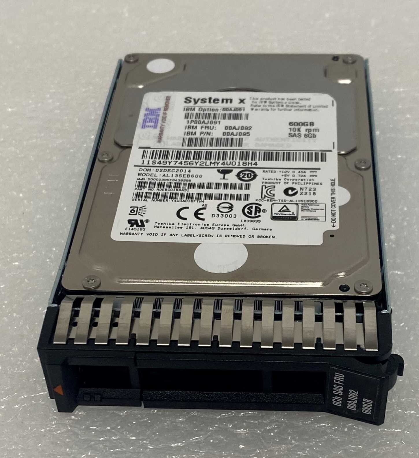 00AJ092+IBM+LENOVO+600GB+10K+6G+SAS+2.5+SFF+G3 for sale online | eBay
