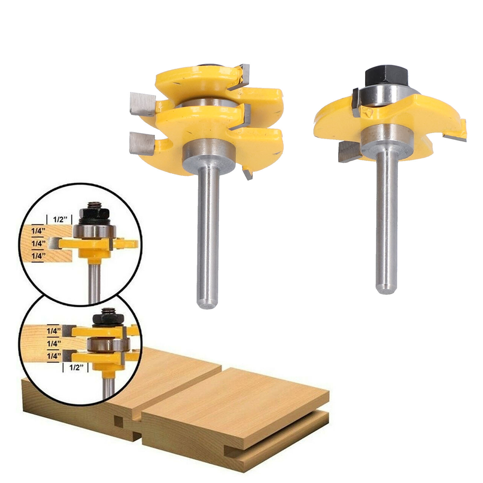 2Pcs T Shape Router Bit High Speed Steel Wood Milling Cutter For DIY ...