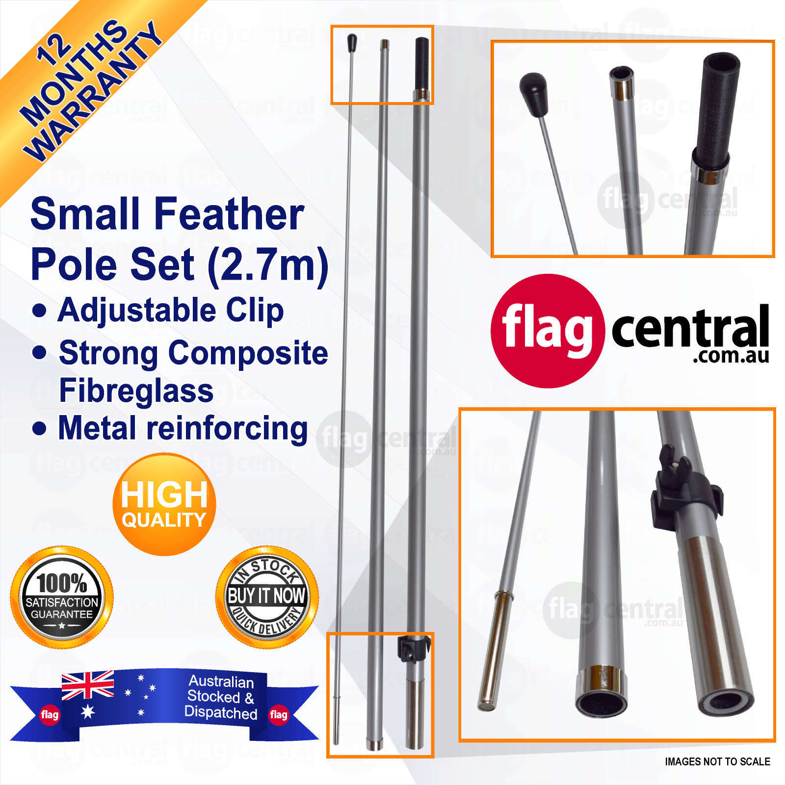 INSPECT NOW Red 2.7m Feather Flag/Banner Kit with Spike *Eye Catching ...