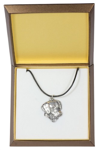 Rhodesian Ridgeback - silver covered necklace with dog, in box, Art Dog ...