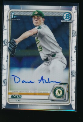 DANE ACKER AUTO 1st 2020 Bowman Draft Chrome Autograph Athletics Rookie ...