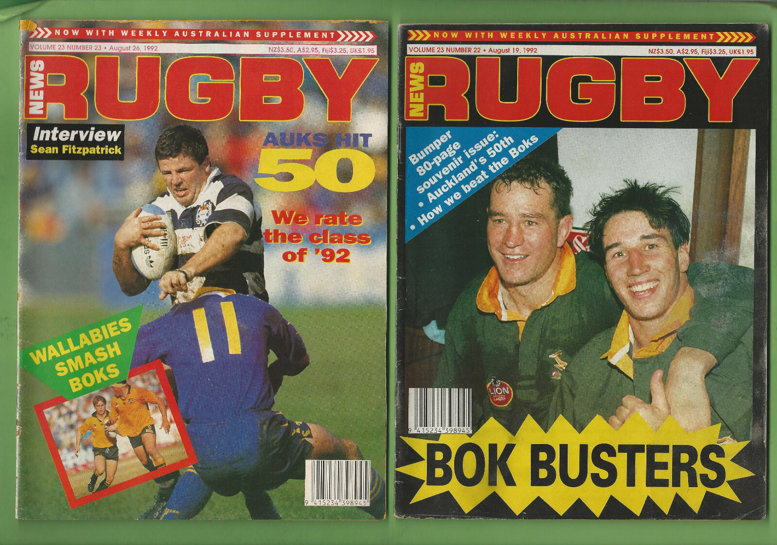 #UU. #12. LOT OF EIGHT (8) 1991 - 1992 RUGBY UNION NEWS MAGAZINES ...