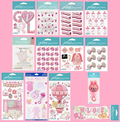 Jolee's BABY GIRL Stickers Outfit Pacifiers Pregnancy Bottle Rattle ...