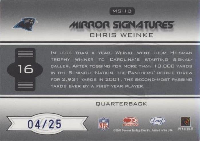 2002 Leaf Certified Chris Weinke #MS-13 for sale | eBay