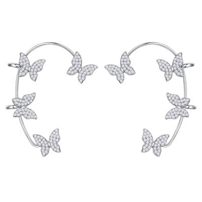 1 Pair Butterfly Ear Cuffs Climber Wrap Around Earrings for Women Girls ...
