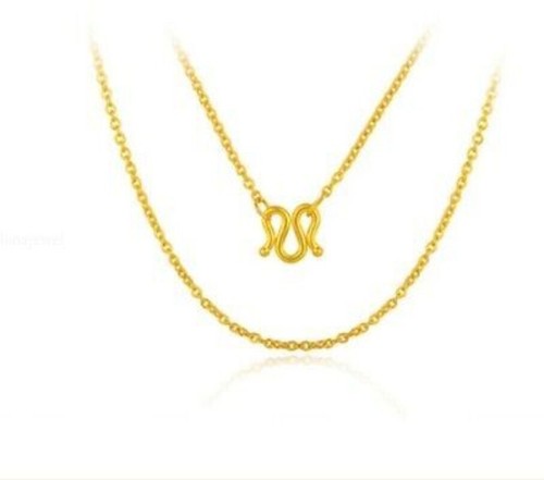 Pure 24K 999 Yellow Gold Necklace Lucky Rolo Link Chain 17-18inch 3.45 ...