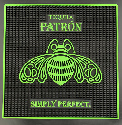 PATRON TEQUILA Simply Perfect Large Square Rubber Pub/Bar Pad/Mat/Spill ...
