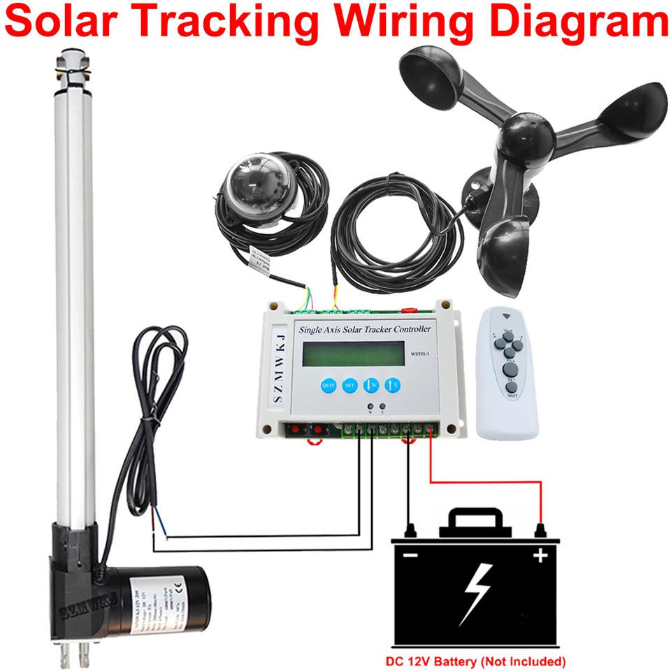 6000N Single Axis Solar Tracker &LCD Controller Anemometer Complete ...