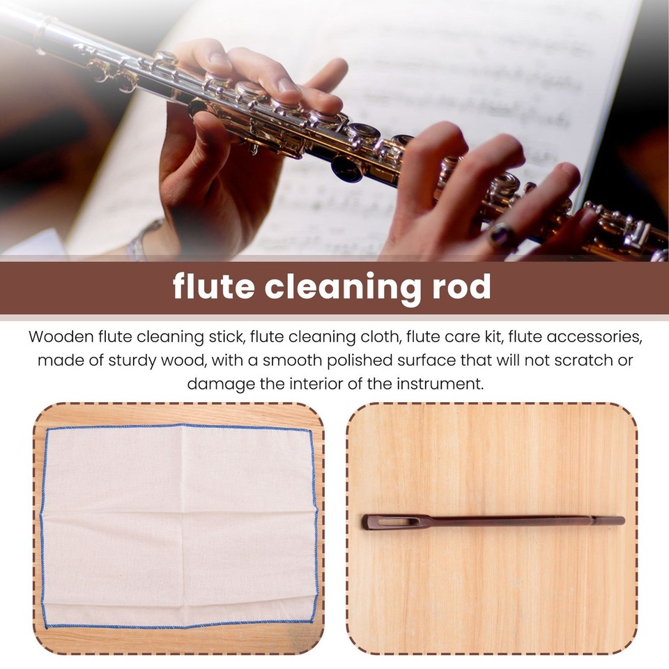 Wooden Flute Cleaning Rod Flute Cleaning Cloth Flute Care Kit Flute7995 ...