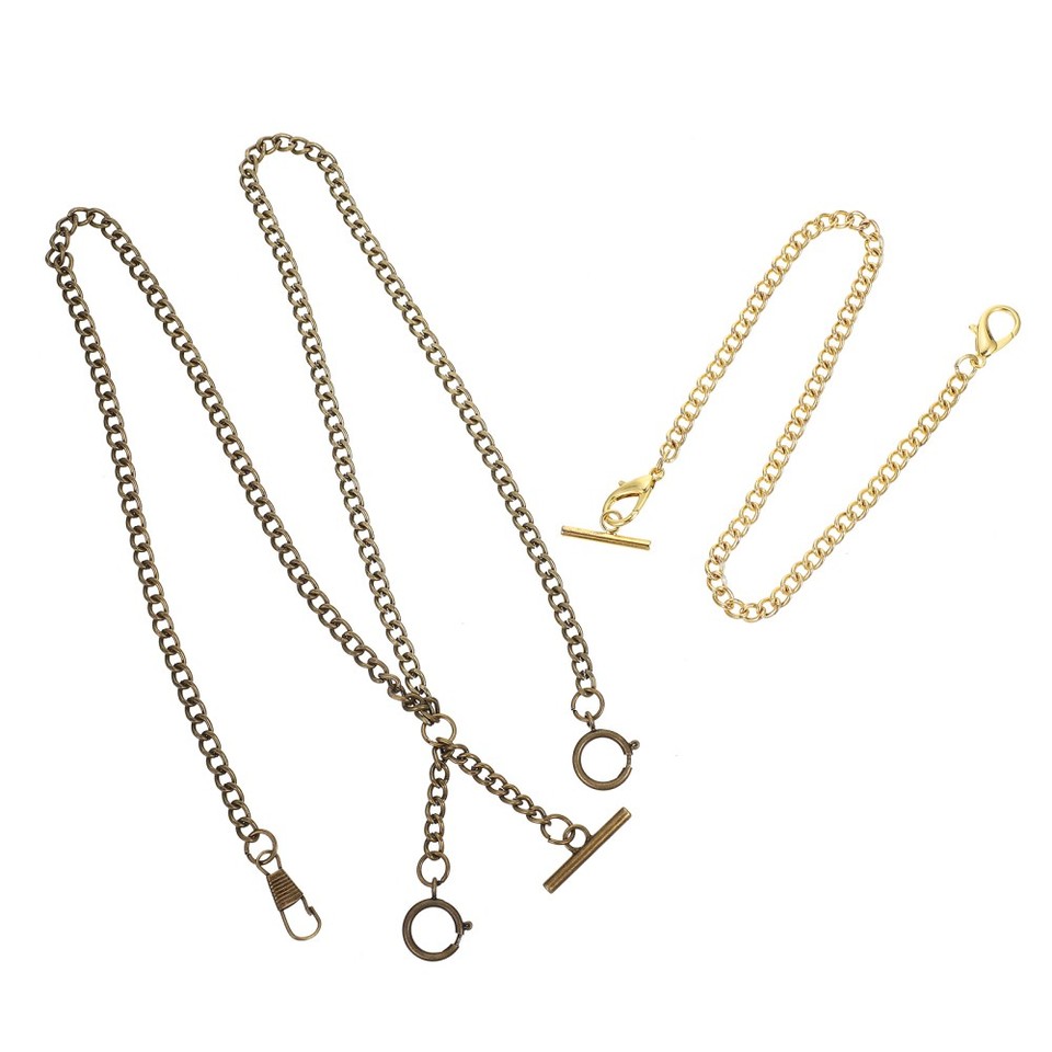 2 Pcs Pocket Watch Chain Set Women's Man Lobster Clasp Chains for ...