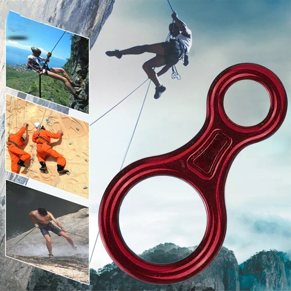 Red/Black 35KN Figure 8 Descender Belay Device For Window Cleaning ...