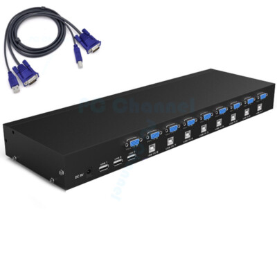 NEW 8 Port USB KVM VGA Switch with 8 Set Cable For Mouse Keyboard ...