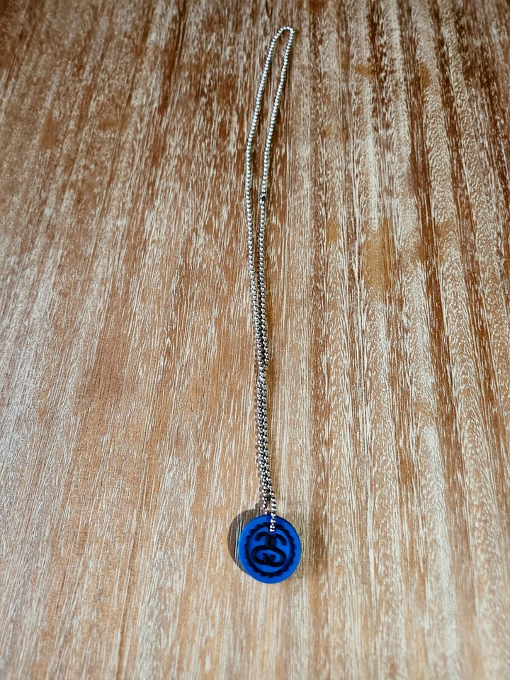 Stussy Key Holder Charm Pendant Necklace Vintage Chain Hang Tag Dog ...